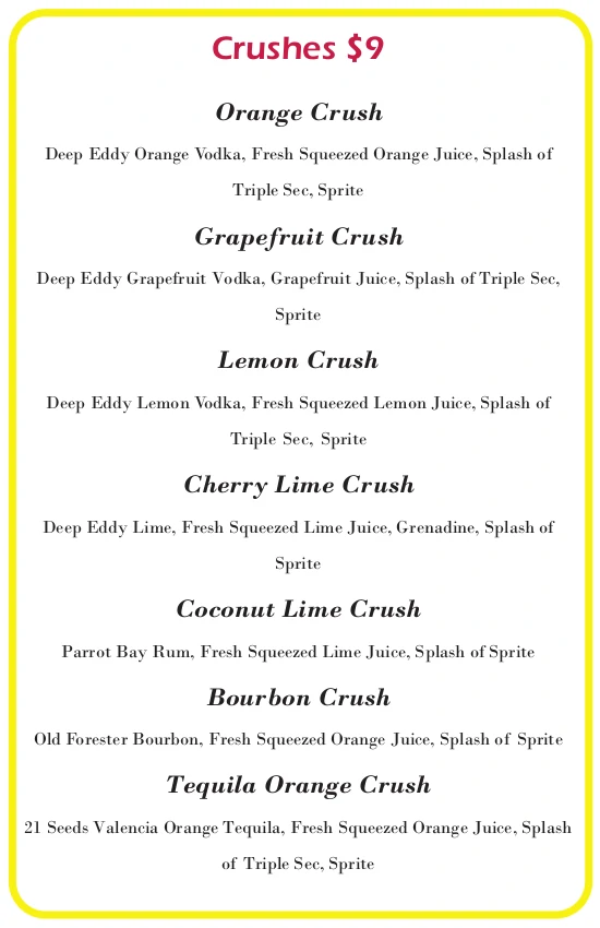 Drink Menu - Nicola Pizza