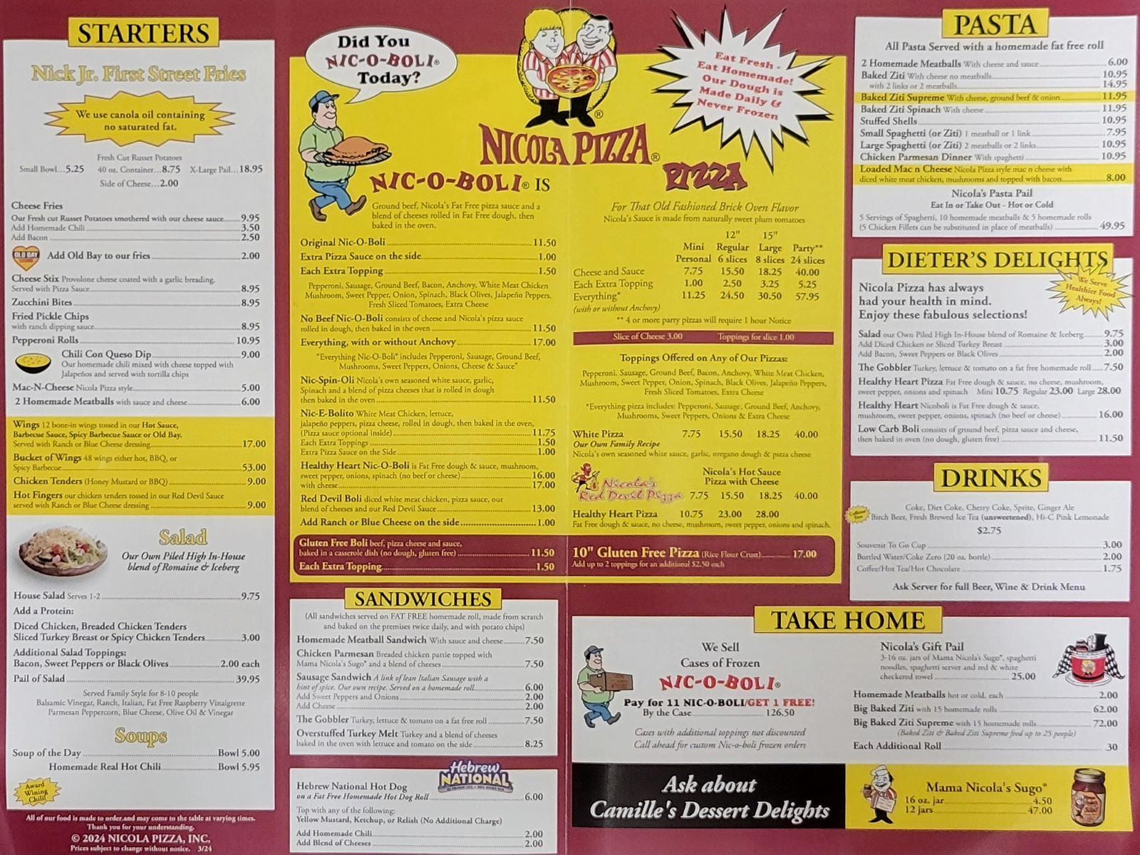 Nicola Pizza Menu